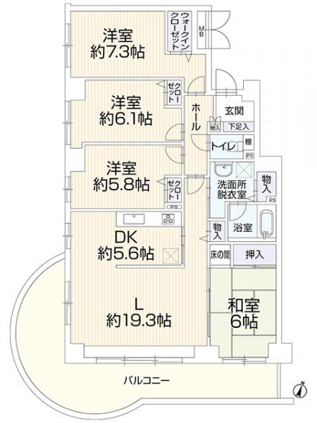 【ハトマークサイト岐阜】北海道札幌市手稲区富丘二条4丁目の ロイヤルシャトー手稲富丘エル・コート 710 710 4LDK 中古マンション