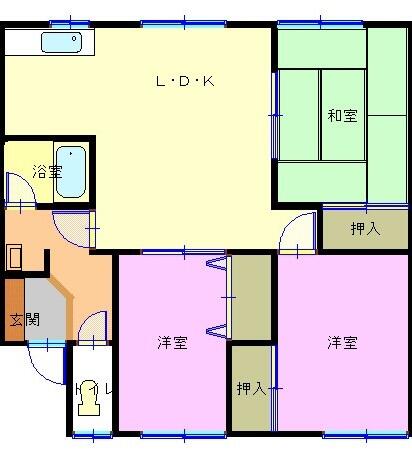 【ハトマークサイト】北海道檜山郡江差町字橋本町の テーオーハイツ201 3LDK アパート