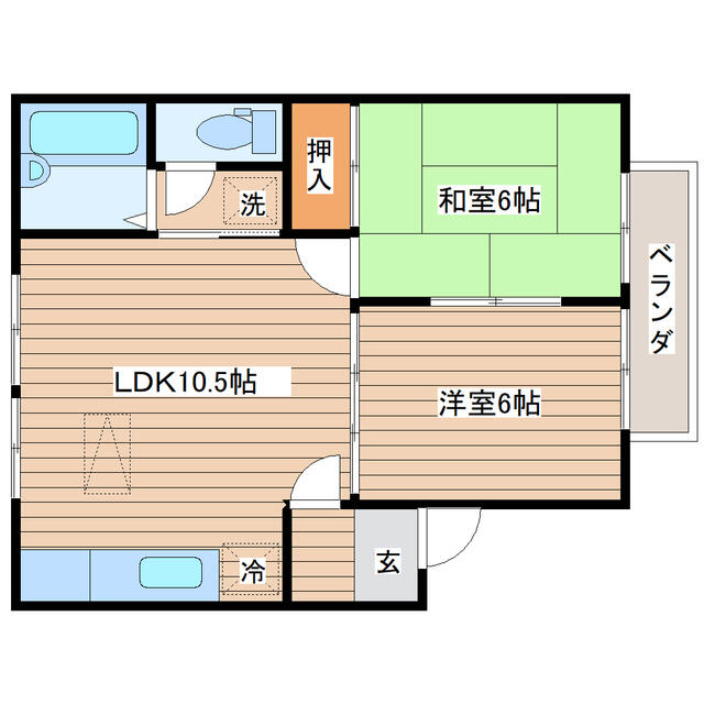 【ハトマークサイト】宮城県仙台市青葉区千代田町の ウォークヒル北山203 2LDK アパート