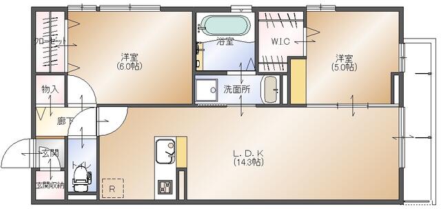 【ハトマークサイト】宮城県仙台市若林区なないろの里1丁目の オハナなないろの里201 2LDK アパート