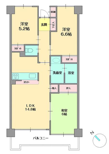 【ハトマークサイト】宮城県仙台市宮城野区苦竹1丁目の エクレール原町東803 3LDK 中古マンション