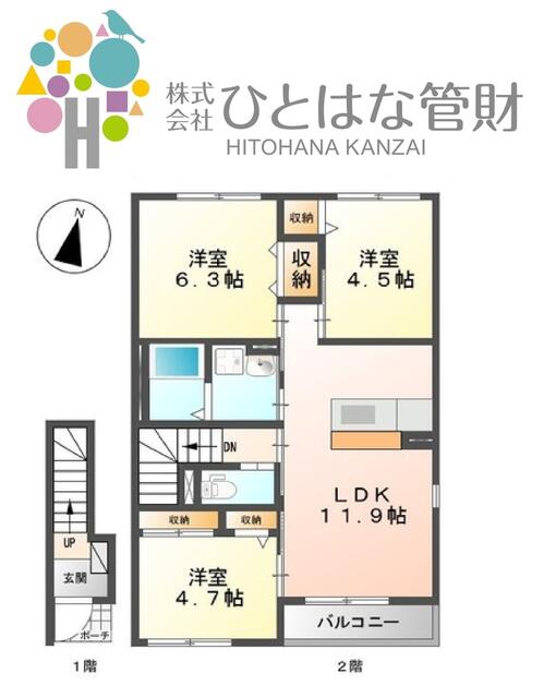 【ハトマークサイト】宮城県気仙沼市東新城1丁目の シャーロット205 3LDK アパート