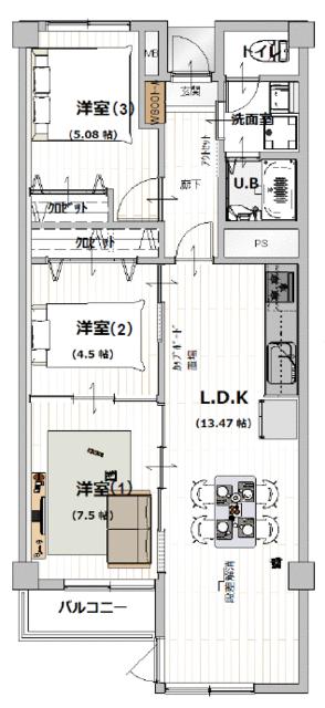 【ハトマークサイト】宮城県仙台市宮城野区萩野町3丁目の 京急仙台プラザ 3LDK 中古マンション