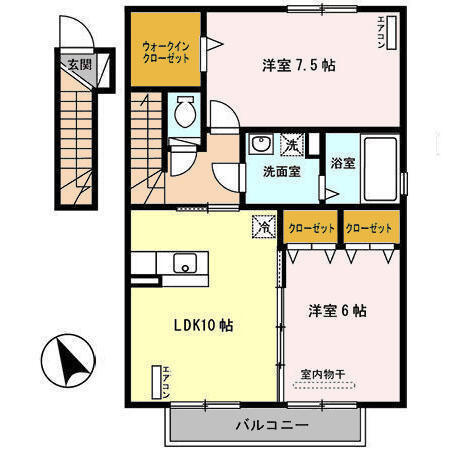 【ハトマークサイト】山形県山形市五十鈴1丁目の クロシェットA 201 2LDK アパート