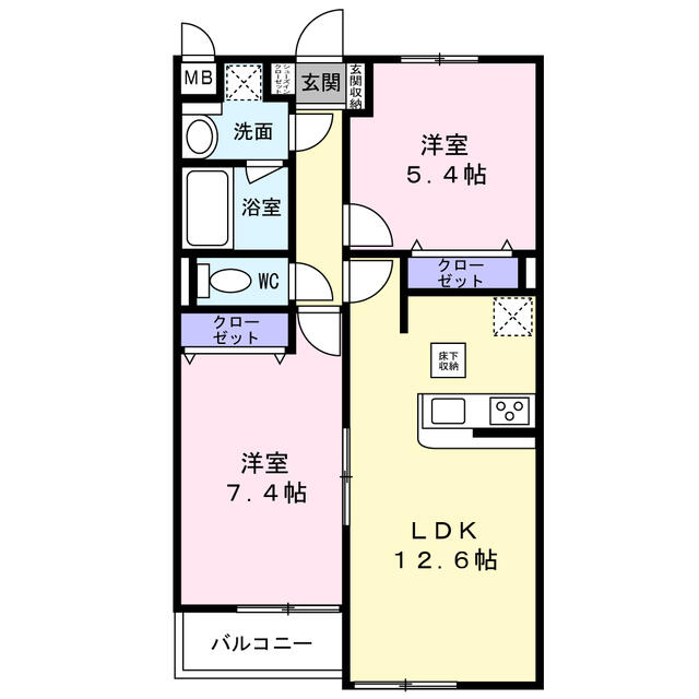 【ハトマークサイト】埼玉県越谷市登戸町の グリシーヌ登戸102 2LDK アパート