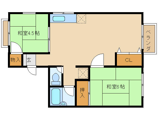 【ハトマークサイト】埼玉県越谷市大字弥十郎の 高崎コーポ201 2LDK アパート