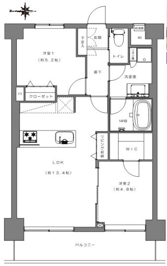 【ハトマークサイト】埼玉県川越市三久保町の 【中古マンション】キャッスルマンション川越C号棟 203 2LDK 中古マンション