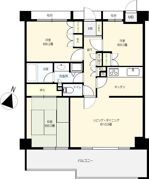 【ハトマークサイト】千葉県千葉市美浜区打瀬2丁目の パティオス2番街 3f 3LDK 中古マンション