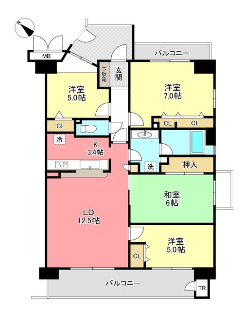 【ハトマークサイト】千葉県八千代市大和田新田の ハイホーム八千代緑が丘4階 4LDK 中古マンション