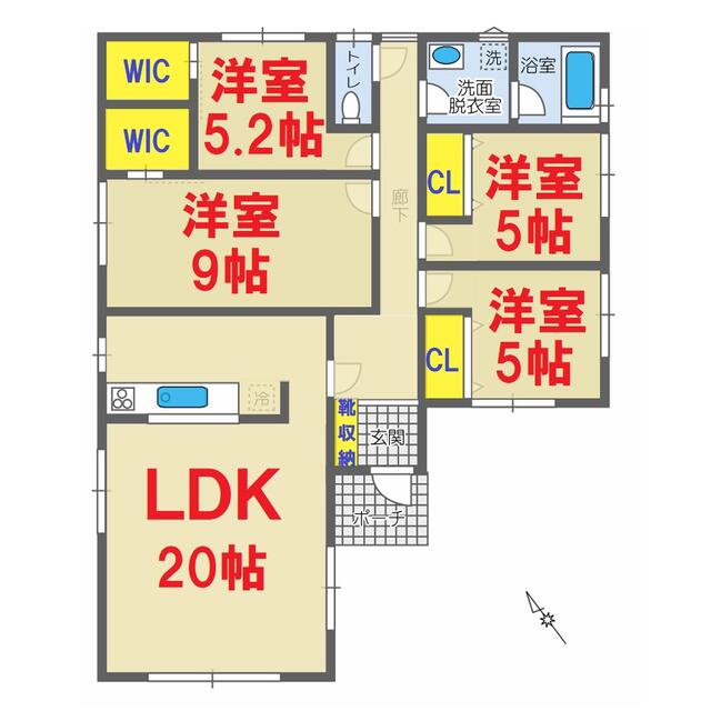 【ハトマークサイト】茨城県神栖市大野原3丁目の 神栖市大野原三丁目D邸（WIC・平屋・陽当り・長い廊下がポイント）写〇 4LDK 新築一戸建