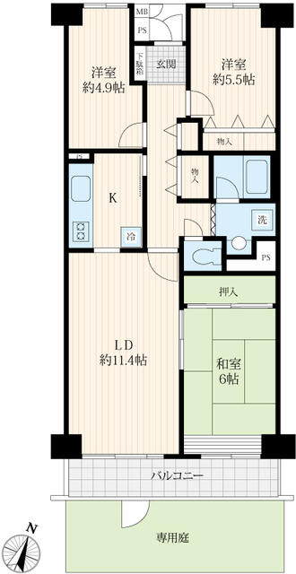 【ハトマークサイト】埼玉県蕨市中央1丁目の ベルハイツ蕨 108 3LDK 中古マンション