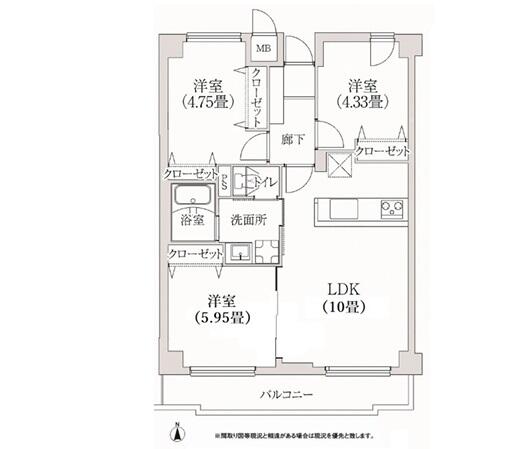 【ハトマークサイト】東京都目黒区中町1丁目の コスモリード学芸大205 3LDK マンション