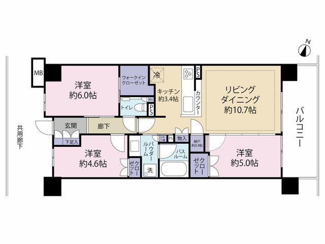 【ハトマークサイト】東京都板橋区坂下2丁目の プレミスト志村三丁目5階 3LDK 中古マンション