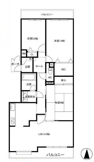 【ハトマークサイト神奈川】神奈川県川崎市高津区末長1丁目の コード梶が谷 C棟 203 3LDK 中古マンション