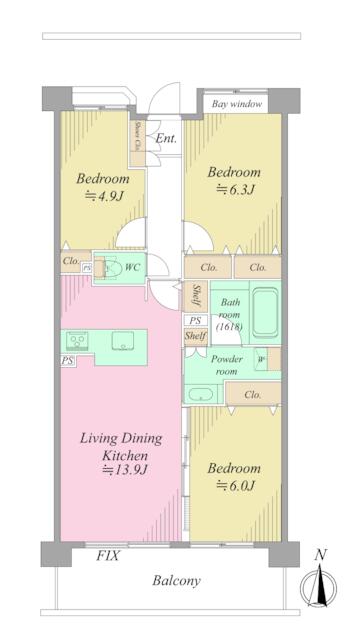【ハトマークサイト】神奈川県横浜市都筑区池辺町の ダイアパレスつづきの丘402 3LDK 中古マンション