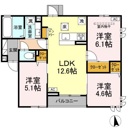 【ハトマークサイト】神奈川県横浜市青葉区黒須田の Clairea（ダイワリビング）102 3LDK アパート