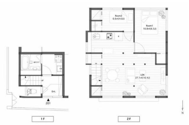 【ハトマークサイト】東京都杉並区高円寺北3丁目の オフィスアパート1階2階メゾネット201 2LDK アパート