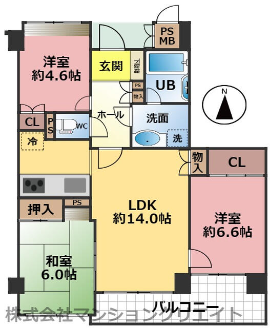 【ハトマークサイト】福井県福井市渕1丁目の ロアール社南606号室 3LDK 中古マンション