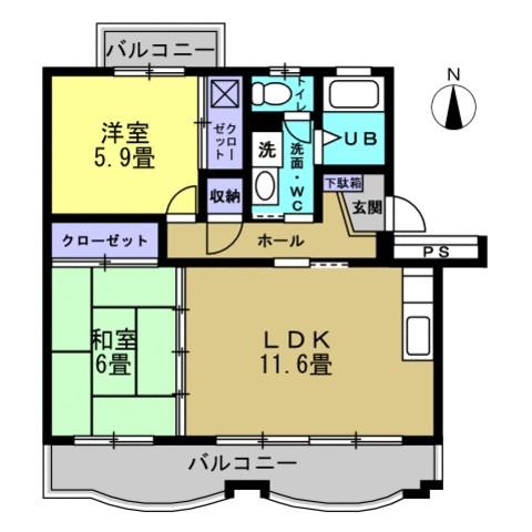 【ハトマークサイト】静岡県湖西市鷲津の エルソーラ305 2LDK マンション