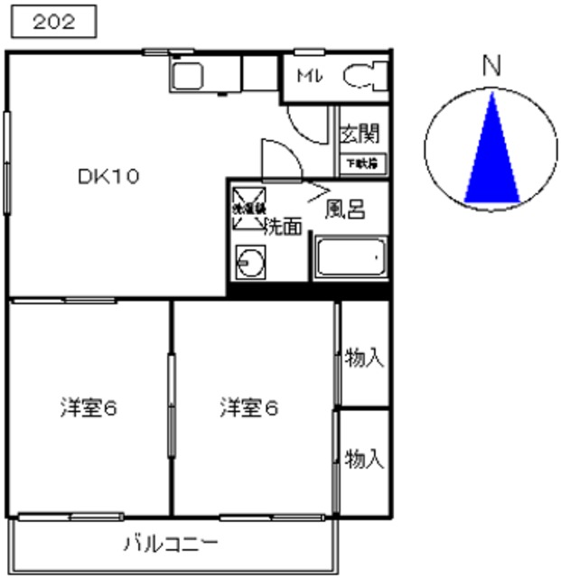 【ハトマークサイト】静岡県島田市道悦島の メゾンマレヌ202 2DK アパート