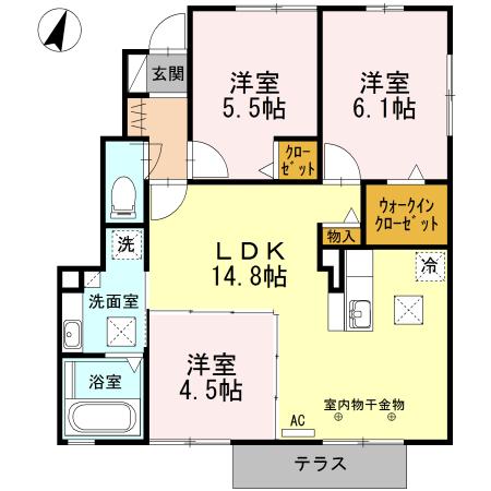 【ハトマークサイト】静岡県浜松市中央区半田山4丁目の 春夏冬101 3LDK アパート