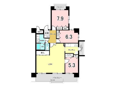 【ハトマークサイト】愛知県岡崎市羽根町字小豆坂の ロイヤルマンション緑丘 205 3LDK 中古マンション