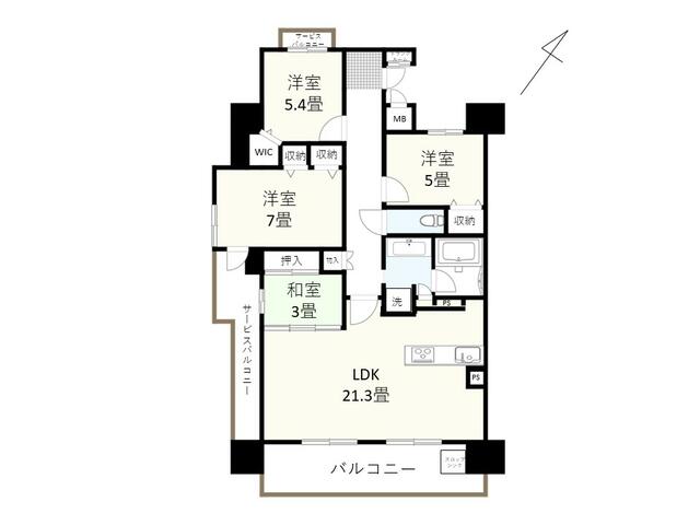 【ハトマークサイト】愛知県岡崎市若松東3丁目の サンシティ緑丘通南 701 4LDK 中古マンション