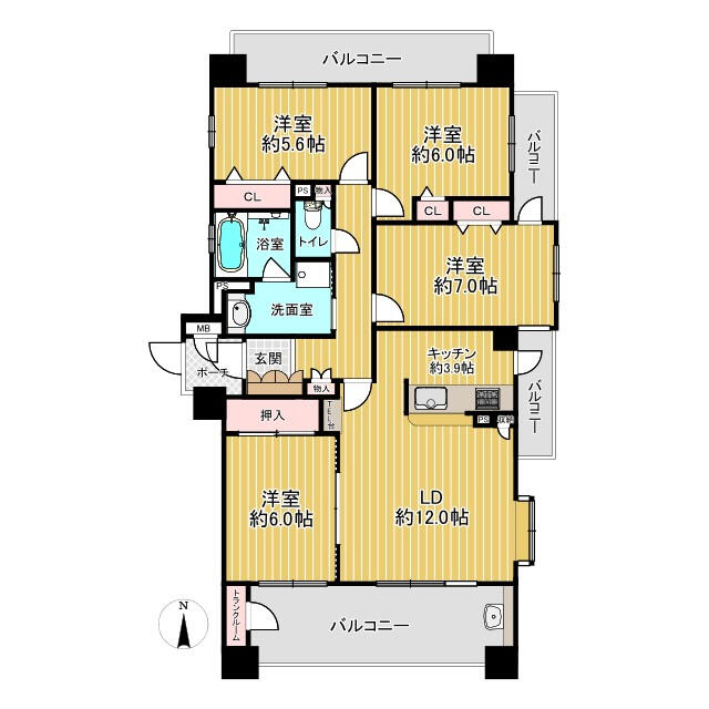 【ハトマークサイト】愛知県名古屋市南区豊2丁目の グラン・コート豊田本町 4LDK 中古マンション