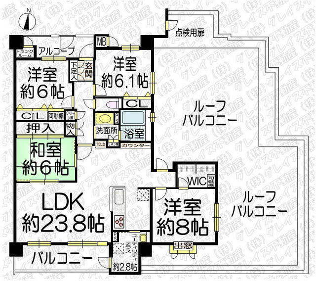 【ハトマークサイト】愛知県豊明市栄町上姥子の シャトレ愛松前後 4LDK 中古マンション