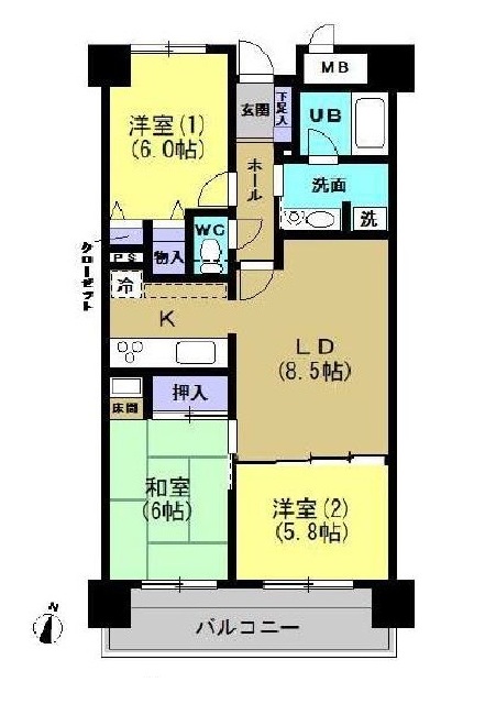 【ハトマークサイト】愛知県半田市瑞穂町2丁目の レインボー第五半田303 3LDK 中古マンション