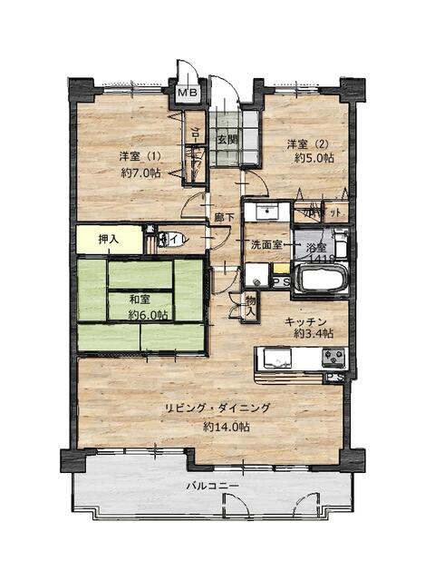 【ハトマークサイト】愛知県名古屋市名東区藤が丘の クレメント藤が丘 3LDK 中古マンション