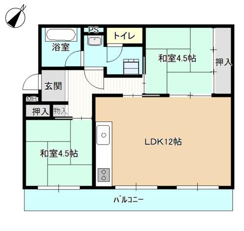 【ハトマークサイト】三重県四日市市笹川9丁目の 笹川公団106棟 407号 2LDK 中古マンション
