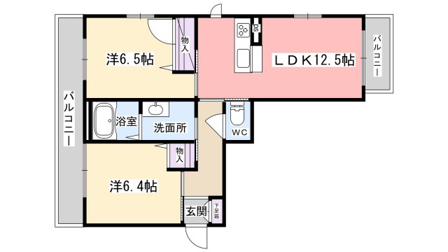【ハトマークサイト】滋賀県米原市下多良1丁目の カームコート201 2LDK マンション