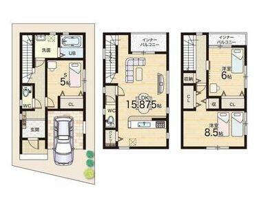 【ハトマークサイト福島】大阪府茨木市五日市2丁目の 茨木市五日市2丁目 新築一戸建住宅 3LDK 新築一戸建