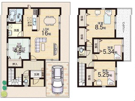 【ハトマークサイト】大阪府寝屋川市桜木町の 寝屋川市桜木町新築一戸建住宅本件1号地 4LDK 新築一戸建