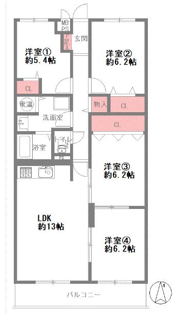 【ハトマークサイト】大阪府枚方市禁野本町1丁目の カルム枚方- 4LDK 中古マンション