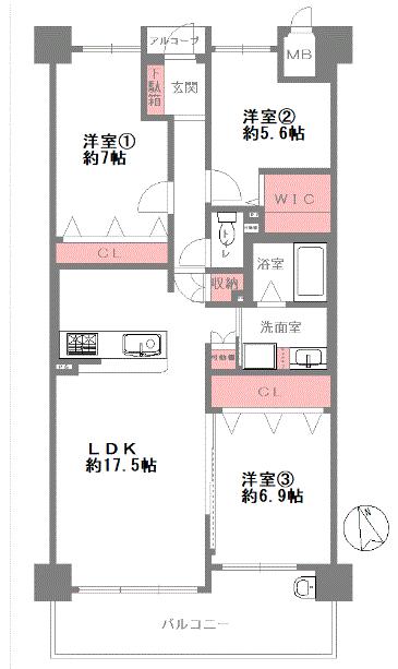 【ハトマークサイト】大阪府枚方市宇山町の ロイヤルシャトー枚方牧野- 3LDK 中古マンション
