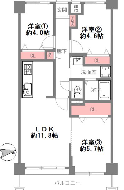 【ハトマークサイト】大阪府寝屋川市高柳1丁目の ルネ寝屋川- 3LDK 中古マンション