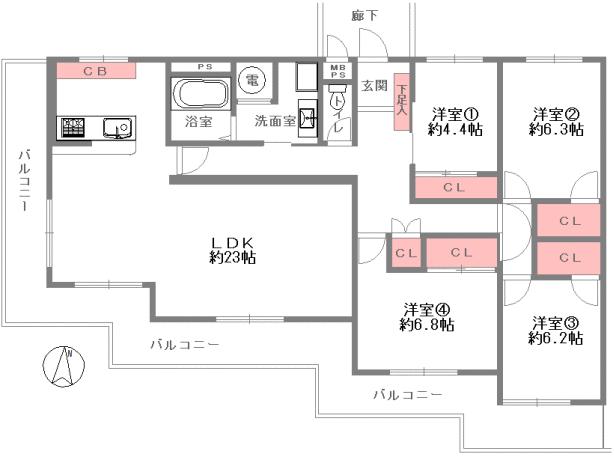 【ハトマークサイト】大阪府枚方市禁野本町1丁目の カルム枚方- 4LDK 中古マンション
