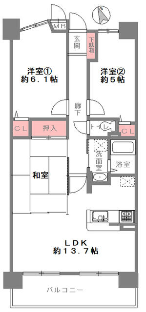 【住ーむず】大阪府東大阪市本庄西1丁目の レジオン東大阪 203号 3LDK 中古マンション