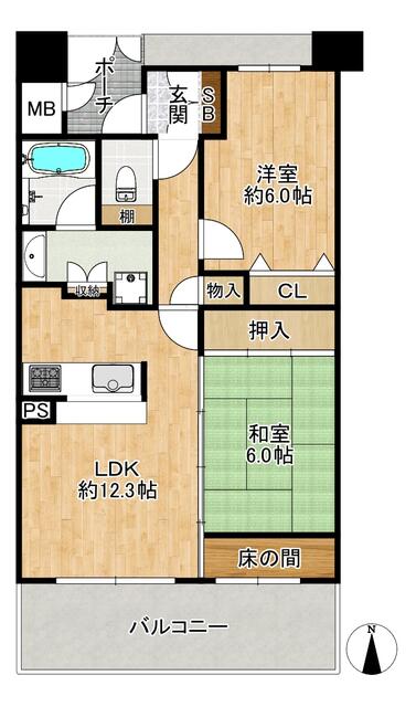 【ハトマークサイト】大阪府東大阪市神田町の エスリード瓢箪山駅前1番館502 2LDK 中古マンション