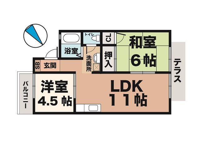 【ハトマークサイト】兵庫県神戸市西区玉津町出合の セジュールの里橋本102 2LDK アパート