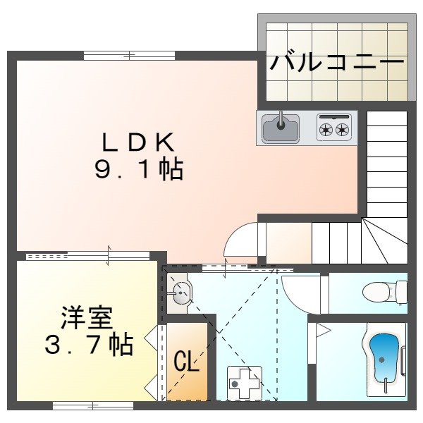 【ハトマークサイト島根】兵庫県三木市志染町中自由が丘1丁目の Sun・メゾン志染駅前 1LDK アパート
