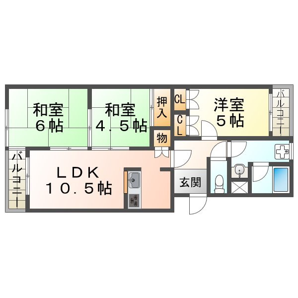 【ハトマークサイト】兵庫県神戸市西区大津和1丁目の コーポ大津和 3LDK マンション