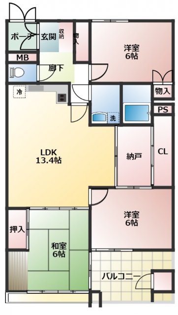 【ハトマークサイト神奈川】兵庫県西宮市甲子園砂田町の ライオンズマンション第2甲子園 403 3SLDK 中古マンション