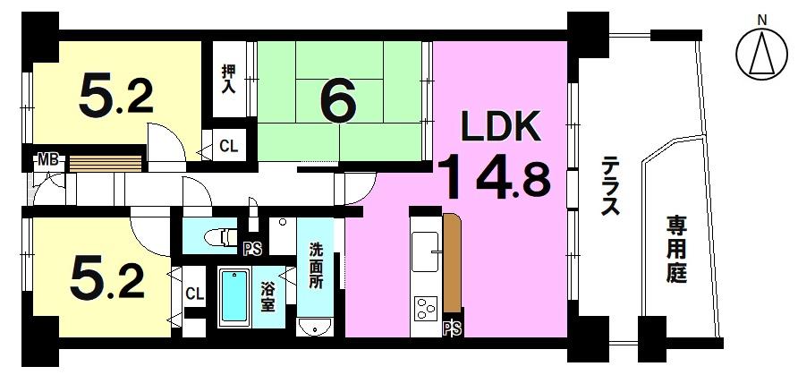 【ハトマークサイト】岡山県岡山市北区野田3丁目の グラン・コート野田103 3LDK 中古マンション
