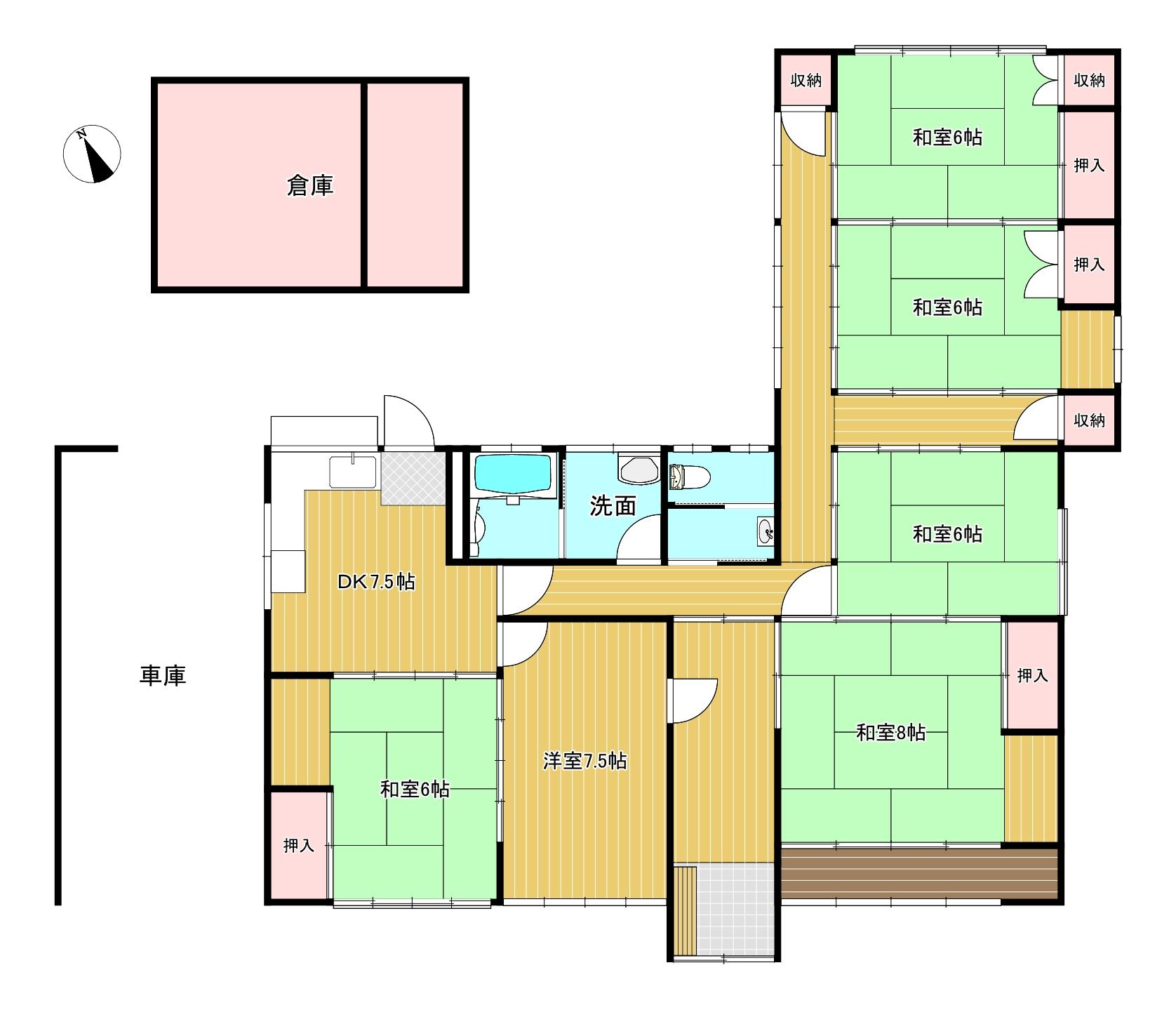 【ハトマークサイト】岡山県津山市安井の 安井K中古住宅2 6DK 中古一戸建