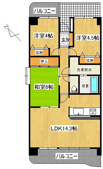 【ハトマークサイト】岡山県岡山市東区西大寺中1丁目の 菱和パレス西大寺701 3LDK 中古マンション