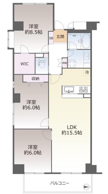 【ハトマークサイト】兵庫県西宮市奥畑の ヒルズ夙川801 3LDK 中古マンション
