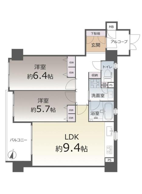 【ハトマークサイト】兵庫県神戸市東灘区御影郡家1丁目の ファミールグラン御影206 2LDK 中古マンション